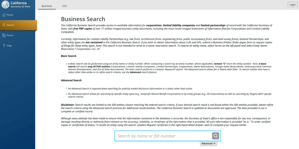 Search California Business Entities | Verify & Register