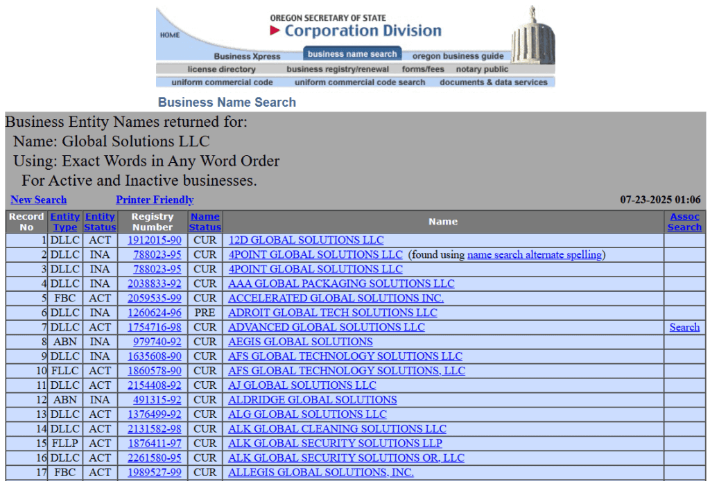 Oregon LLC Search: Step-by-Step Guide via SOS Biz Registry